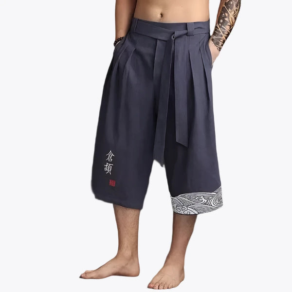 Japanese Style Blue Cropped Pants | Korokai